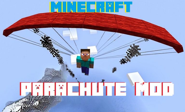 Parachuting in Minecraft game world with Parachute Mod 1.15.2