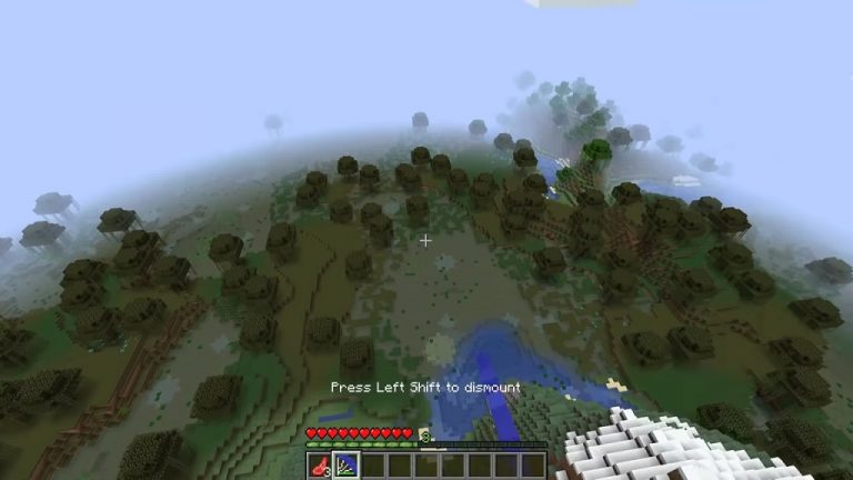 Parachuting in Minecraft game world with Parachute Mod 1.15.2